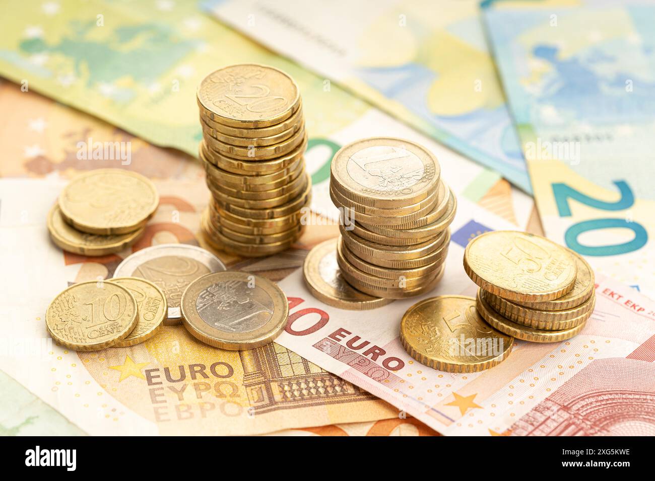 Euro coins and Bank notes. Cash Money background Stock Photo - Alamy