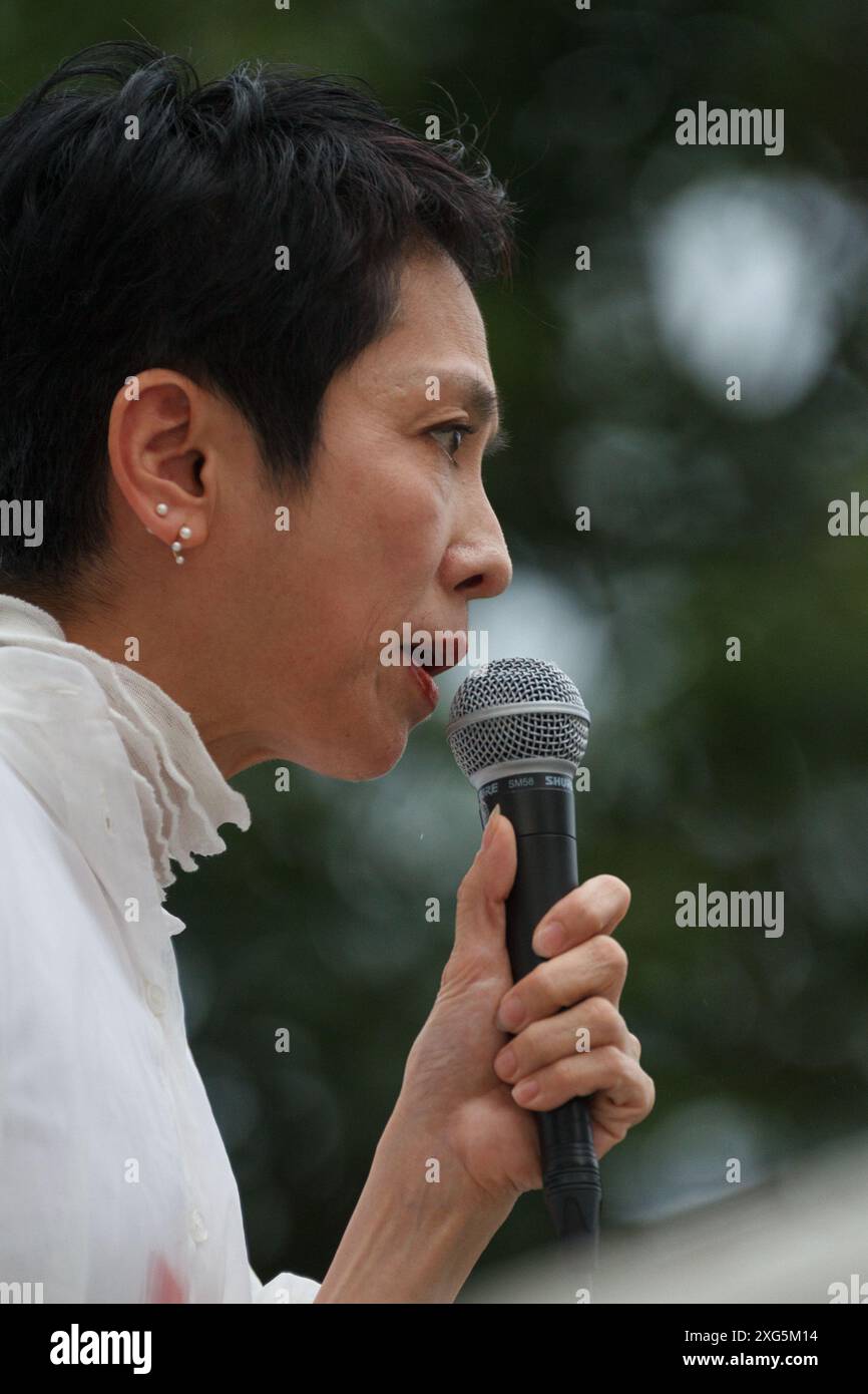 Tokyo, Japan. 06th July, 2024. Independent candidate, Renho Saito gives ...