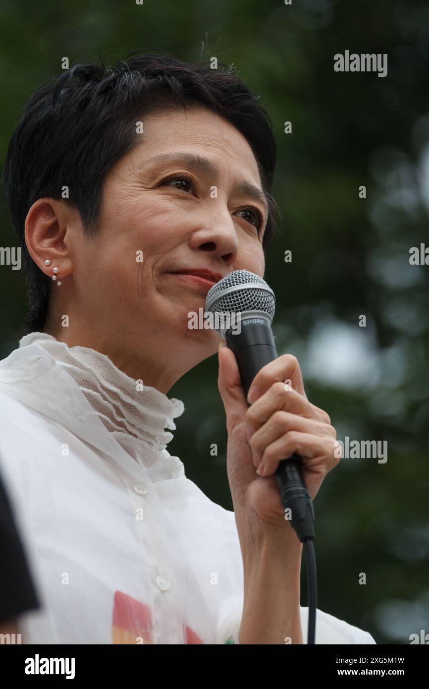 Tokyo, Japan. 06th July, 2024. Independent candidate, Renho Saito gives ...