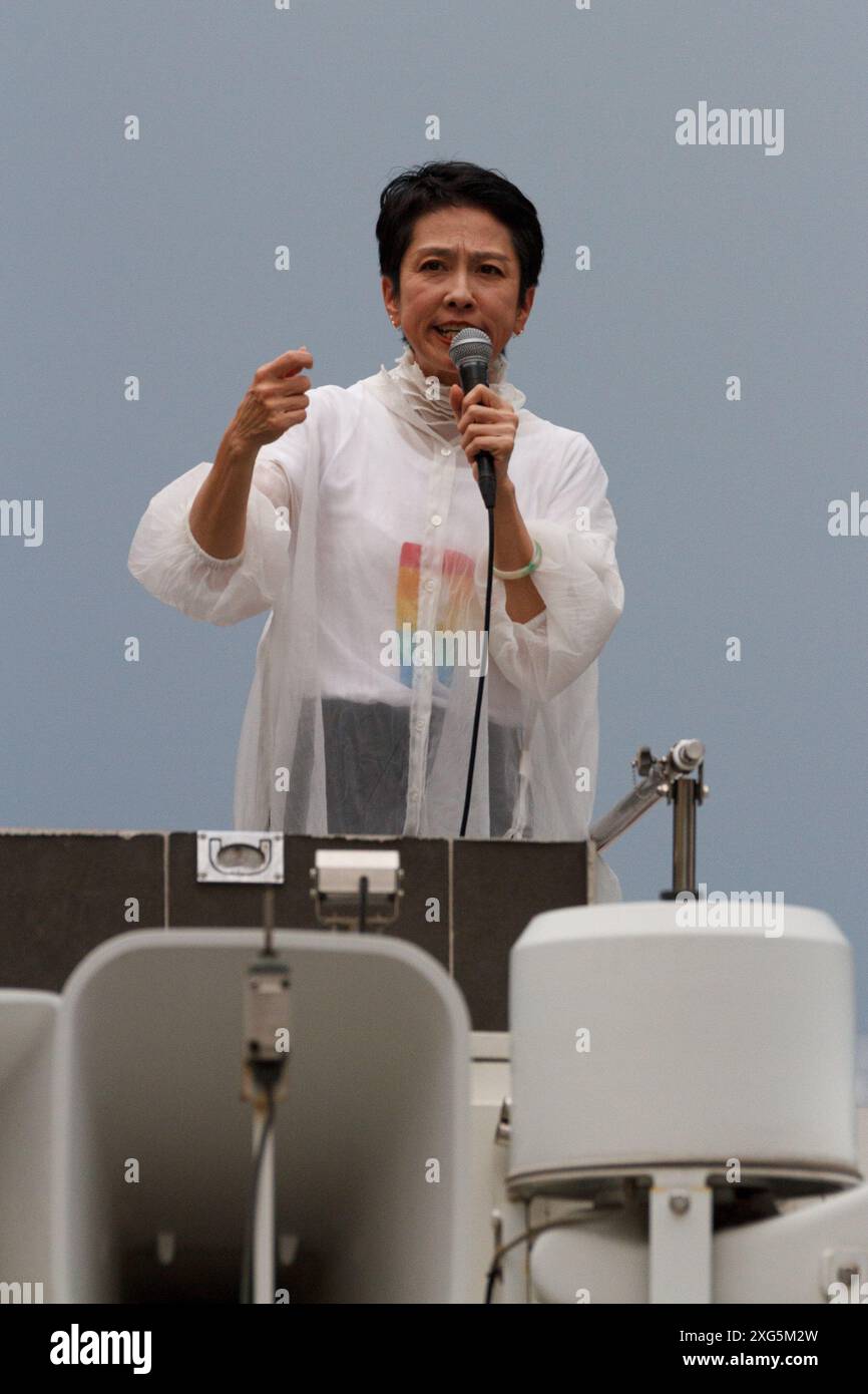 Tokyo, Japan. 06th July, 2024. Independent candidate, Renho Saito gives ...
