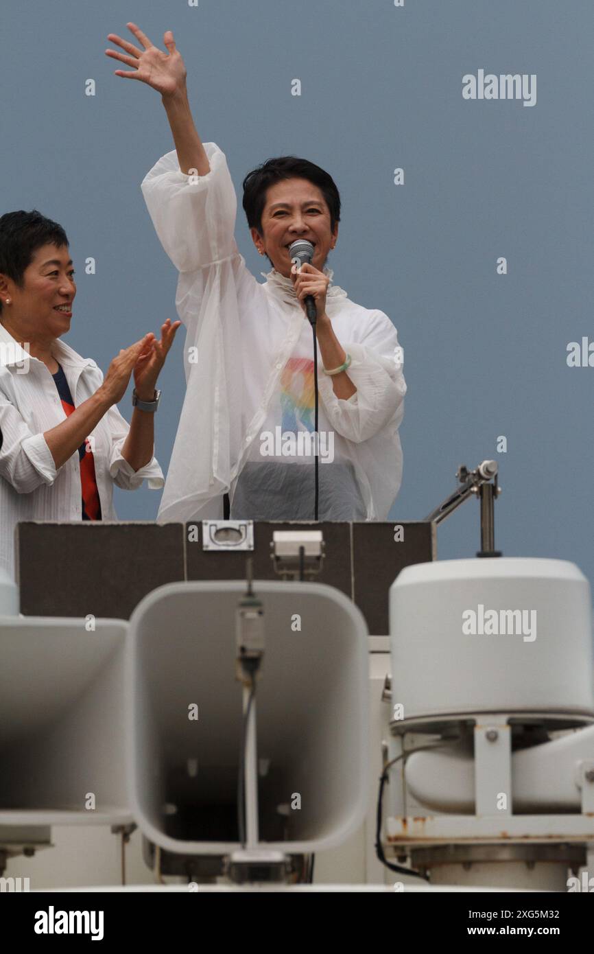 Tokyo, Japan. 06th July, 2024. Independent candidate, Renho Saito gives ...