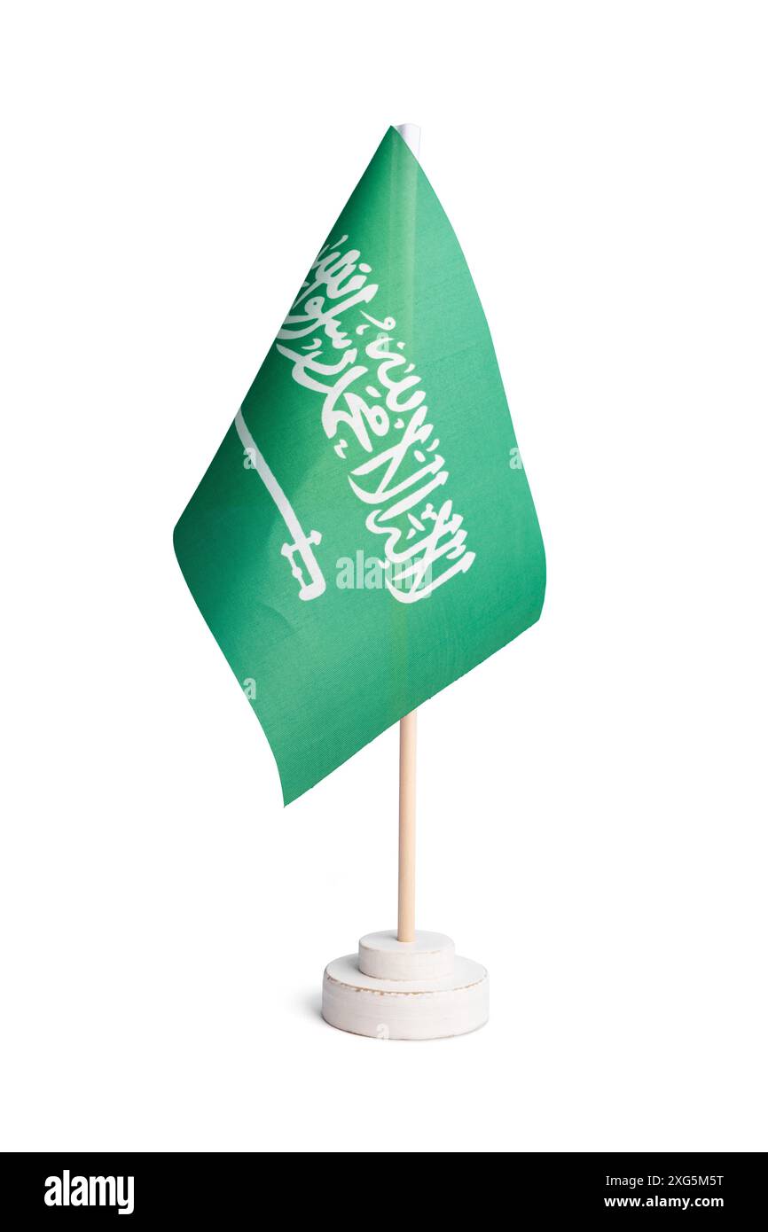 Small table flag of Saudi Arabia isolated on white background Stock ...