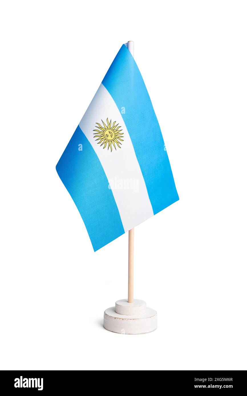 Small table flag of Argentina isolated on white background Stock Photo ...