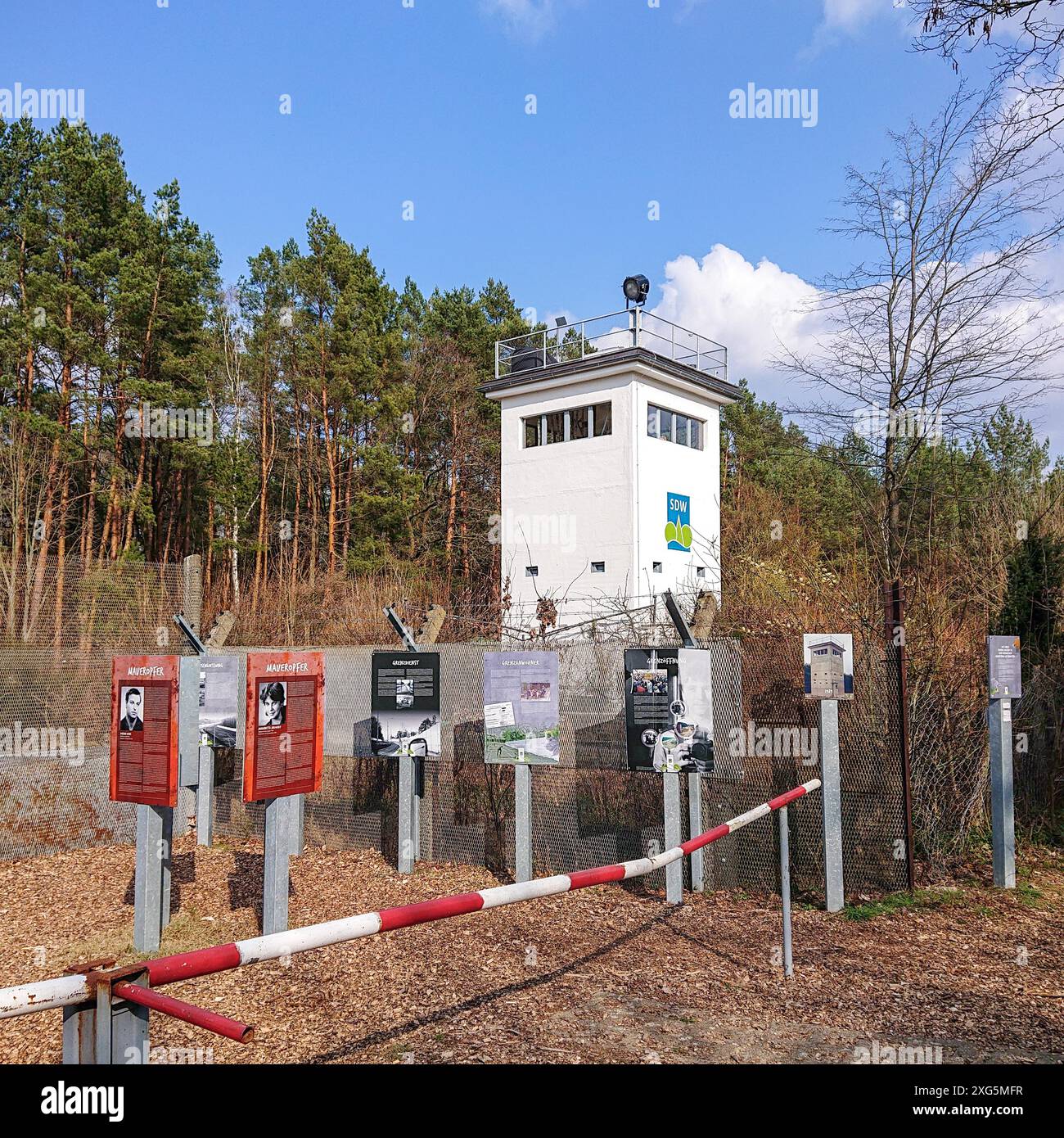 A watchtower at the former inner german border dividing Frohnau in the ...