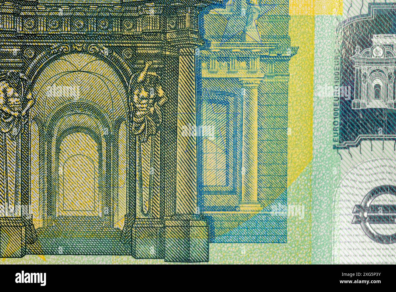 a close-up of the hundred euro of the European Union of the new sample ...