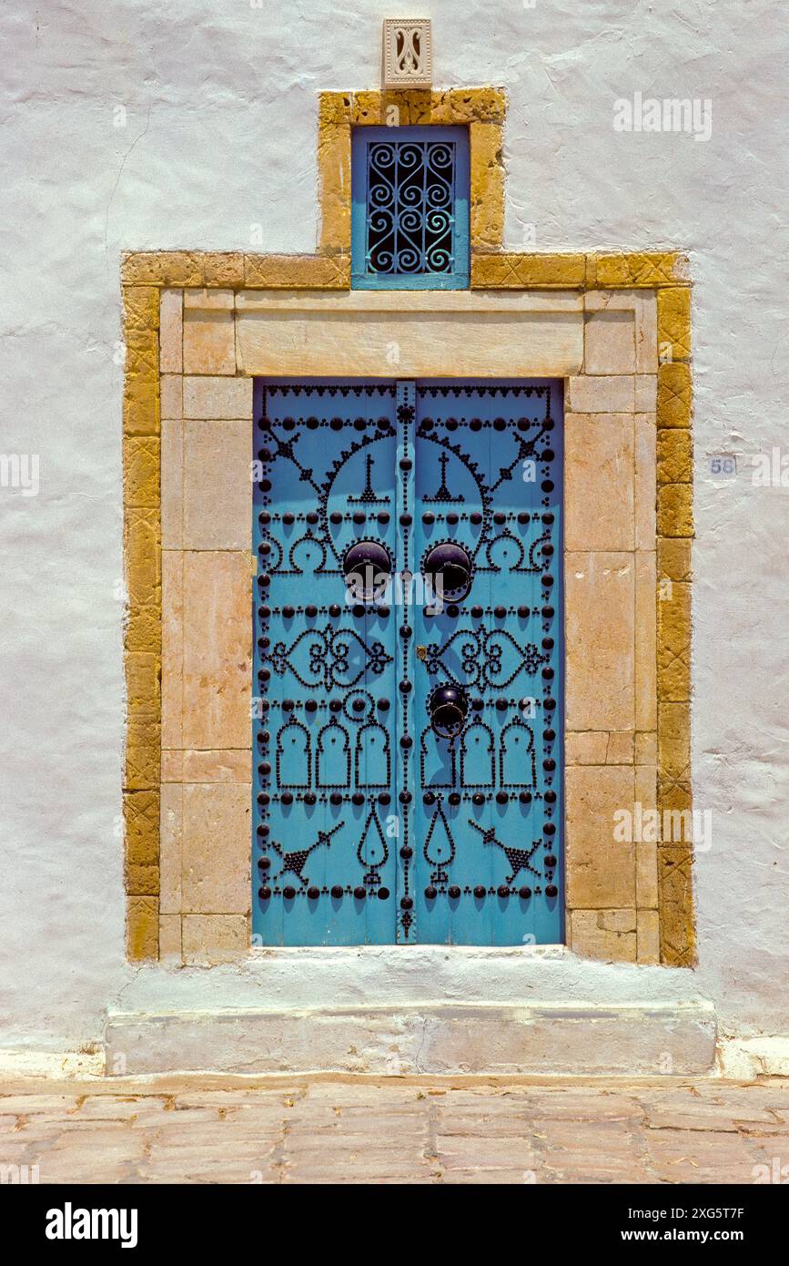 Tunisia, Sidi Bou Said. Blue Door in Stone Frame Stock Photo - Alamy