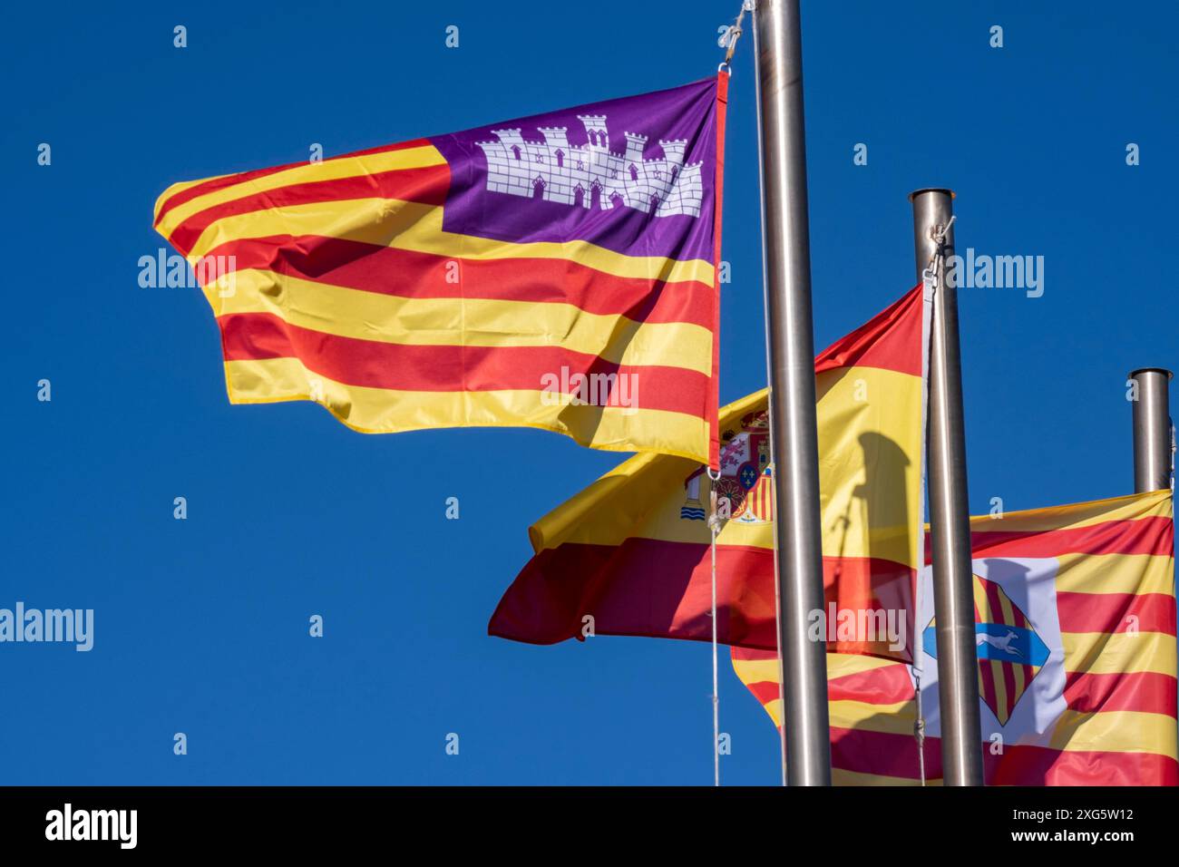 Flags of the people, the community and the country, Inca, Mallorca ...