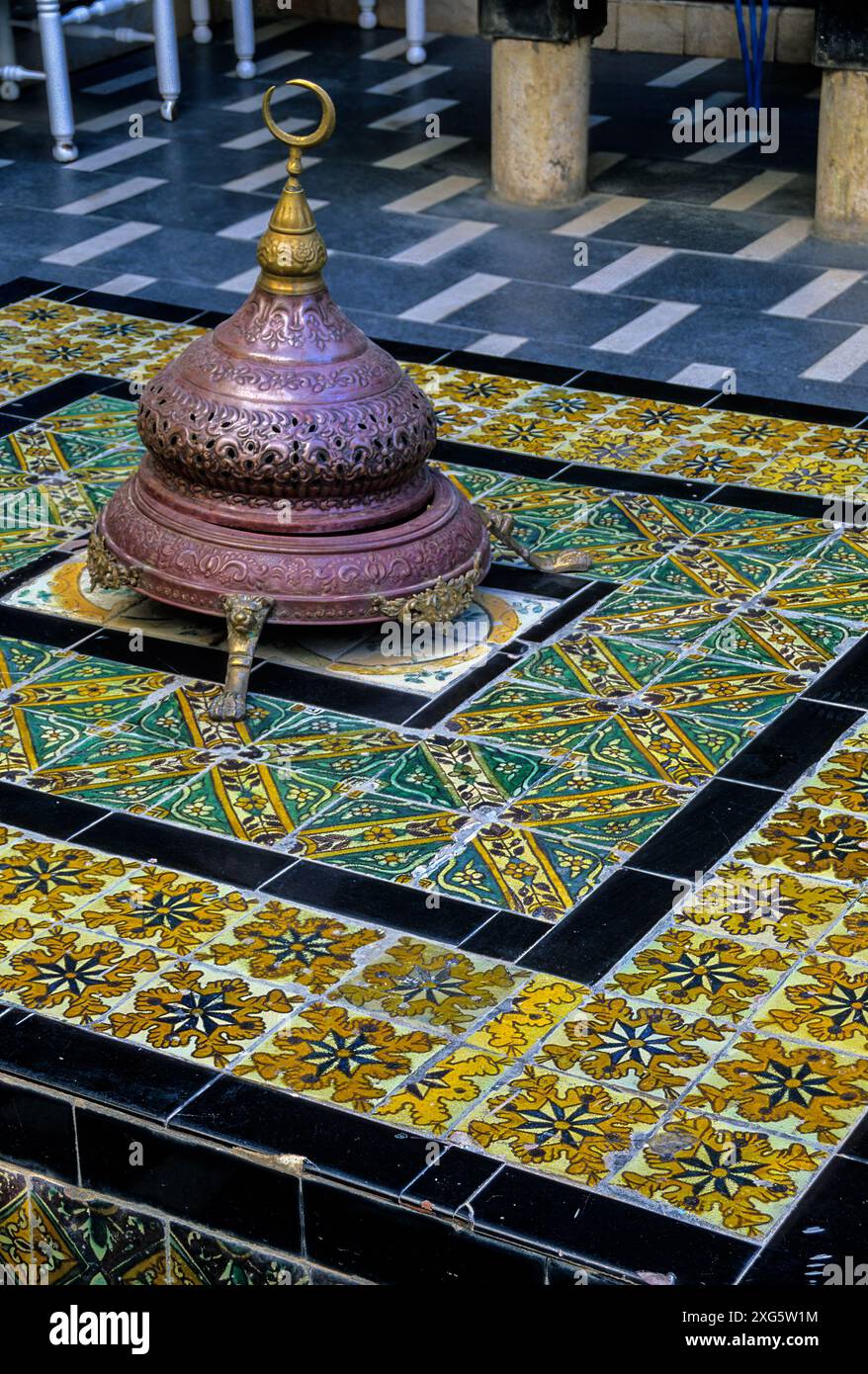 Tunisia, Sidi Bou Said. Floor Tiles Decorate an Inner Courtyard of Dar ...