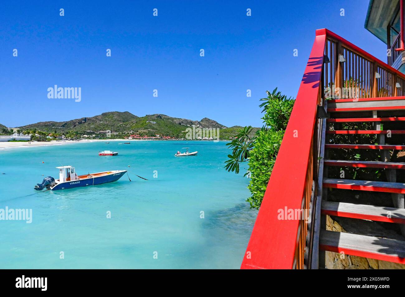 The Eden Rock Hotel at the bay of Saint-Jean on the Caribbean island of ...