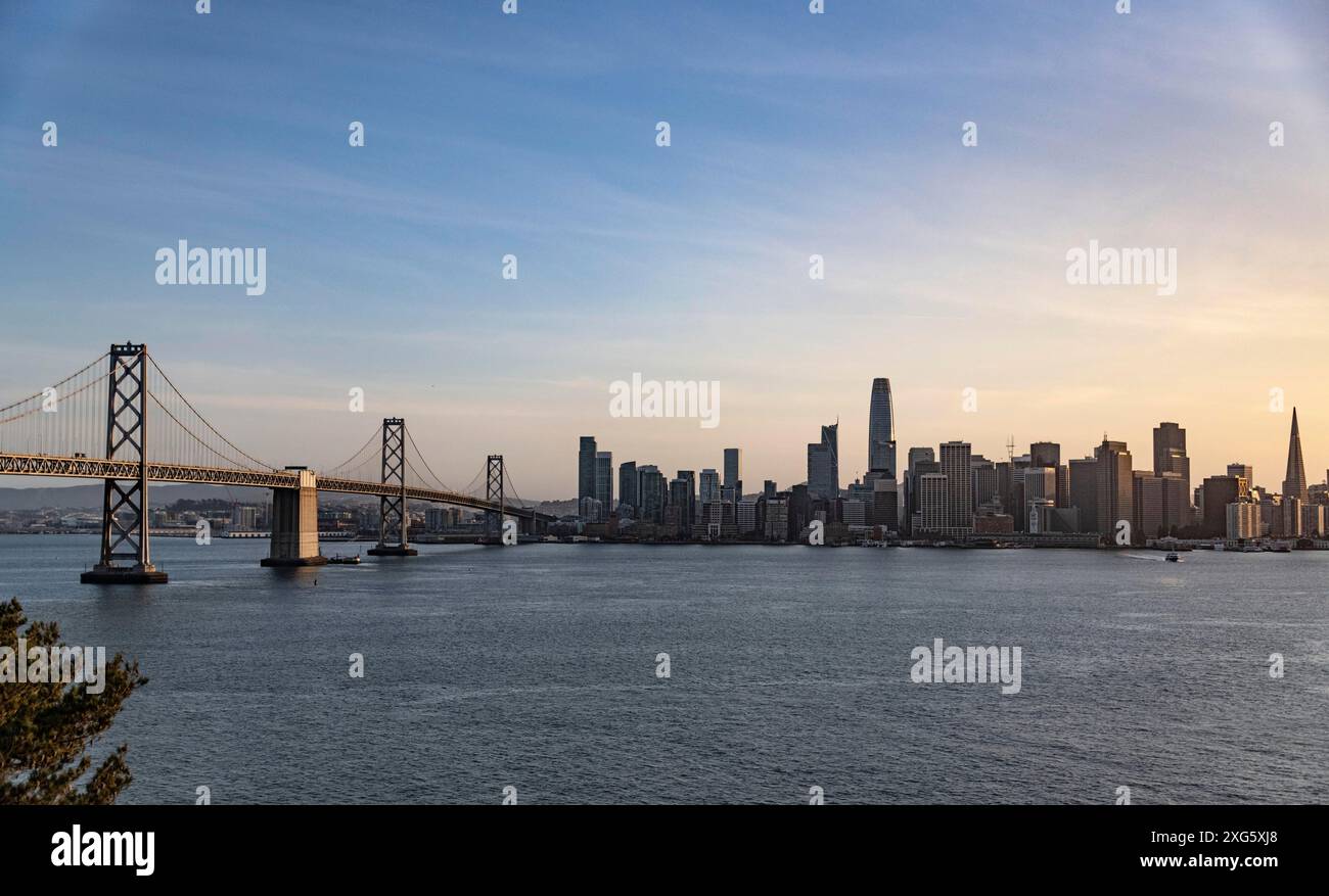 San Francisco and the Oakland Bay Bridge. View from Treasure Island ...