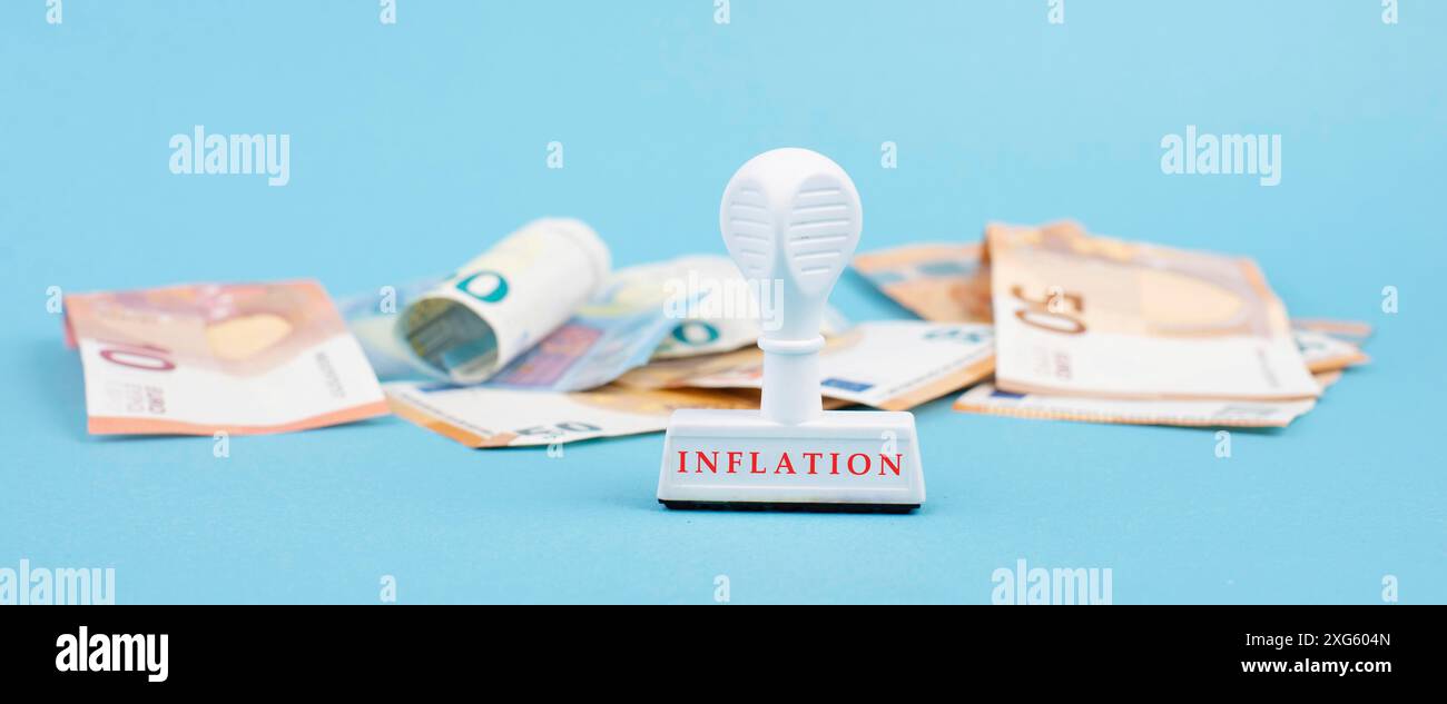 Inflation, financial crash, euro banknotes, economy development and ...