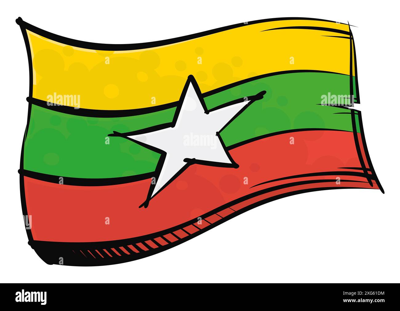 Burma Myanmar national flag created in graffiti paint style Stock Photo ...