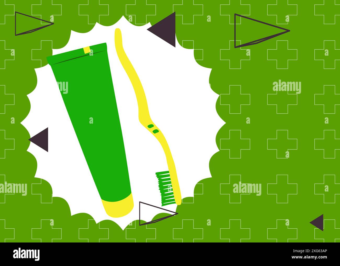 Toothbrush and Toothpaste geometrical graphic retro theme background ...