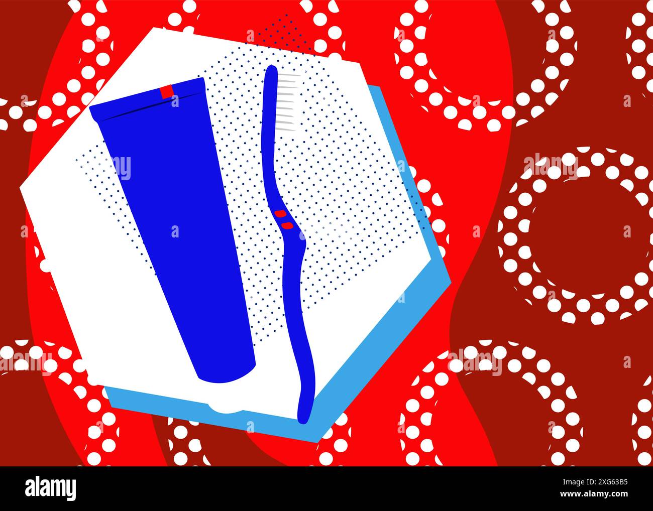 Toothbrush and Toothpaste geometrical graphic retro theme background ...