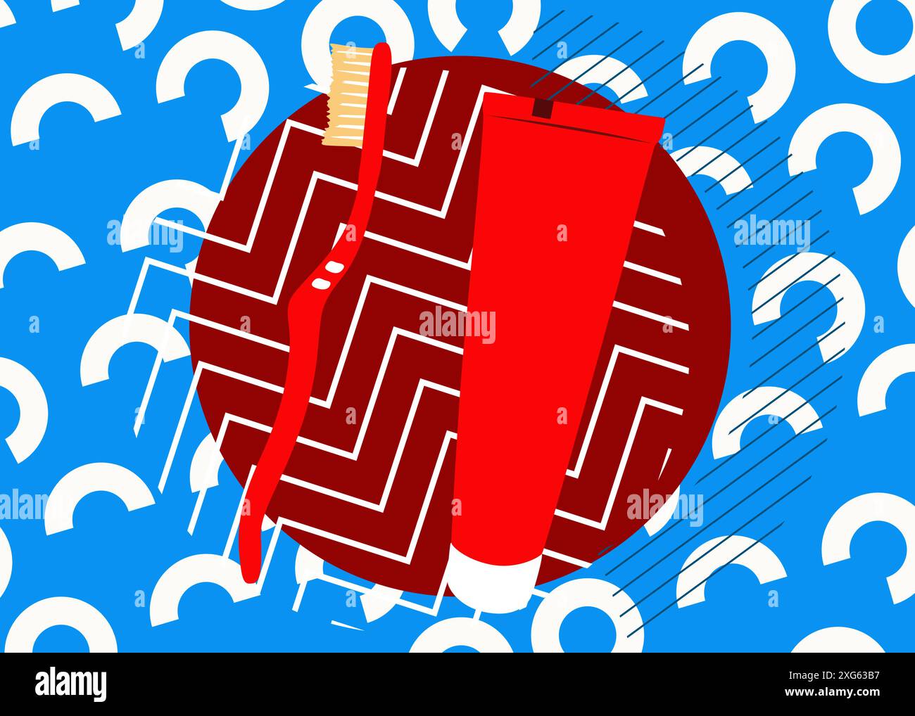 Toothbrush and Toothpaste geometrical graphic retro theme background ...