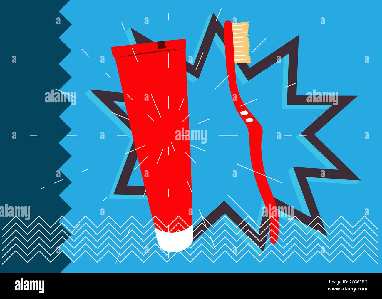 Toothbrush and Toothpaste geometrical graphic retro theme background ...