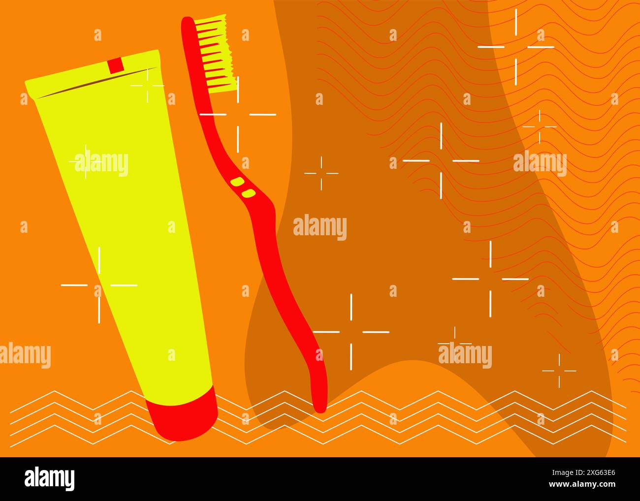 Toothbrush and Toothpaste geometrical graphic retro theme background ...