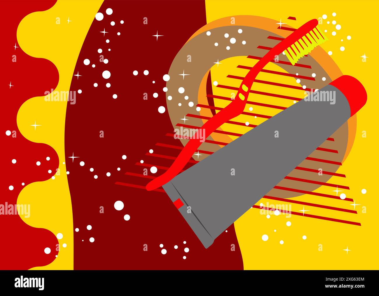 Toothbrush and Toothpaste geometrical graphic retro theme background ...