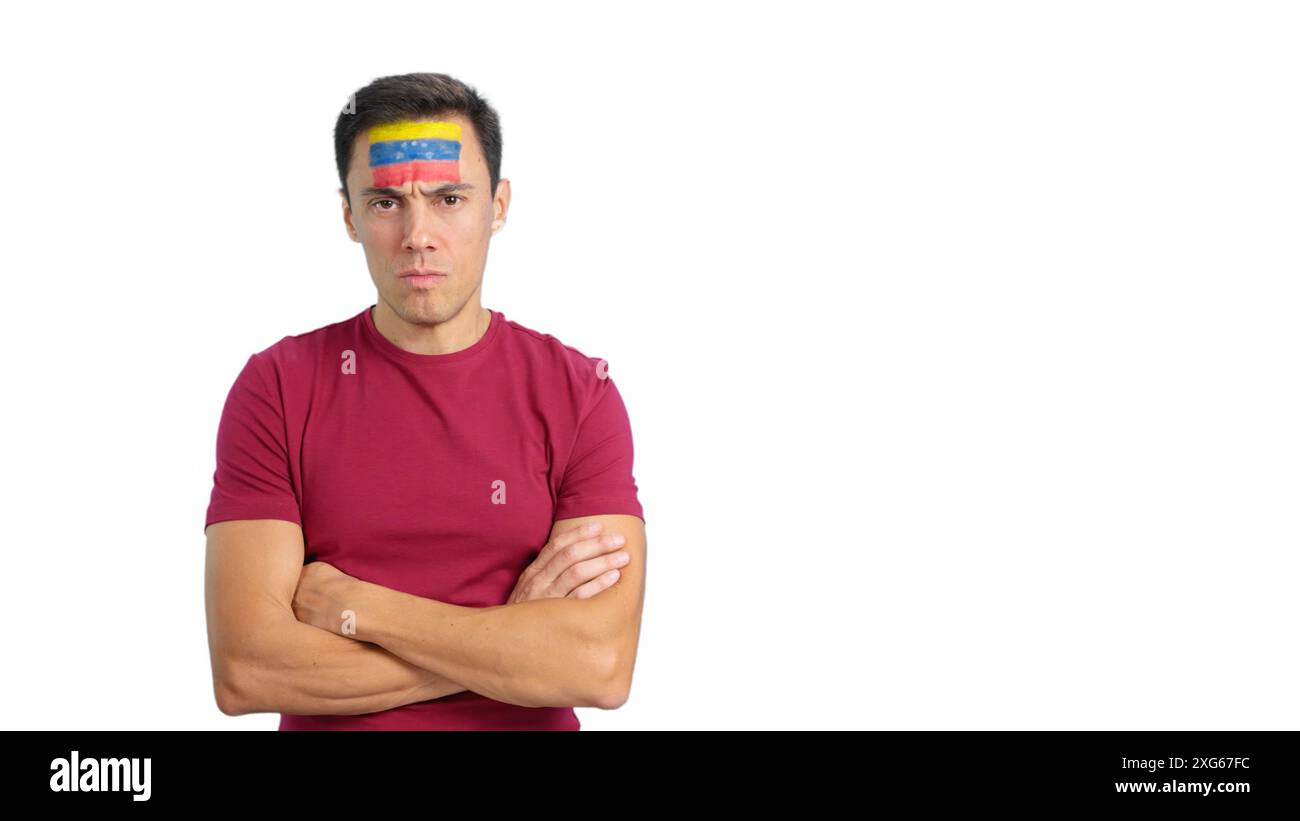 Dignified and serious man with venezuelan flag painted on face Stock ...