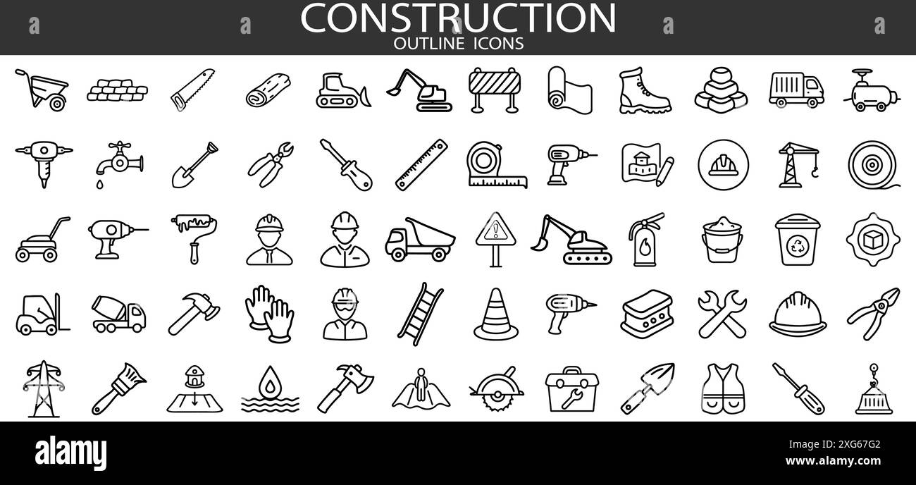 Build and construction icon element set. Containing crane, building ...
