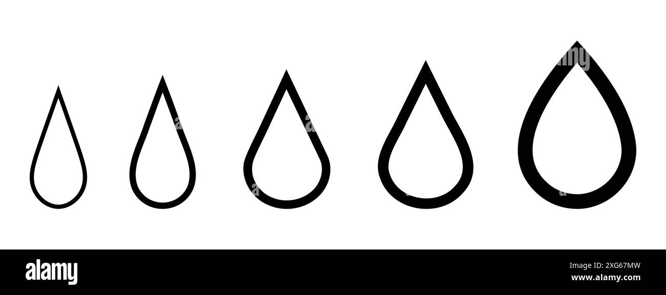 Water drop icons. The shape of a drop of water with different stroke ...