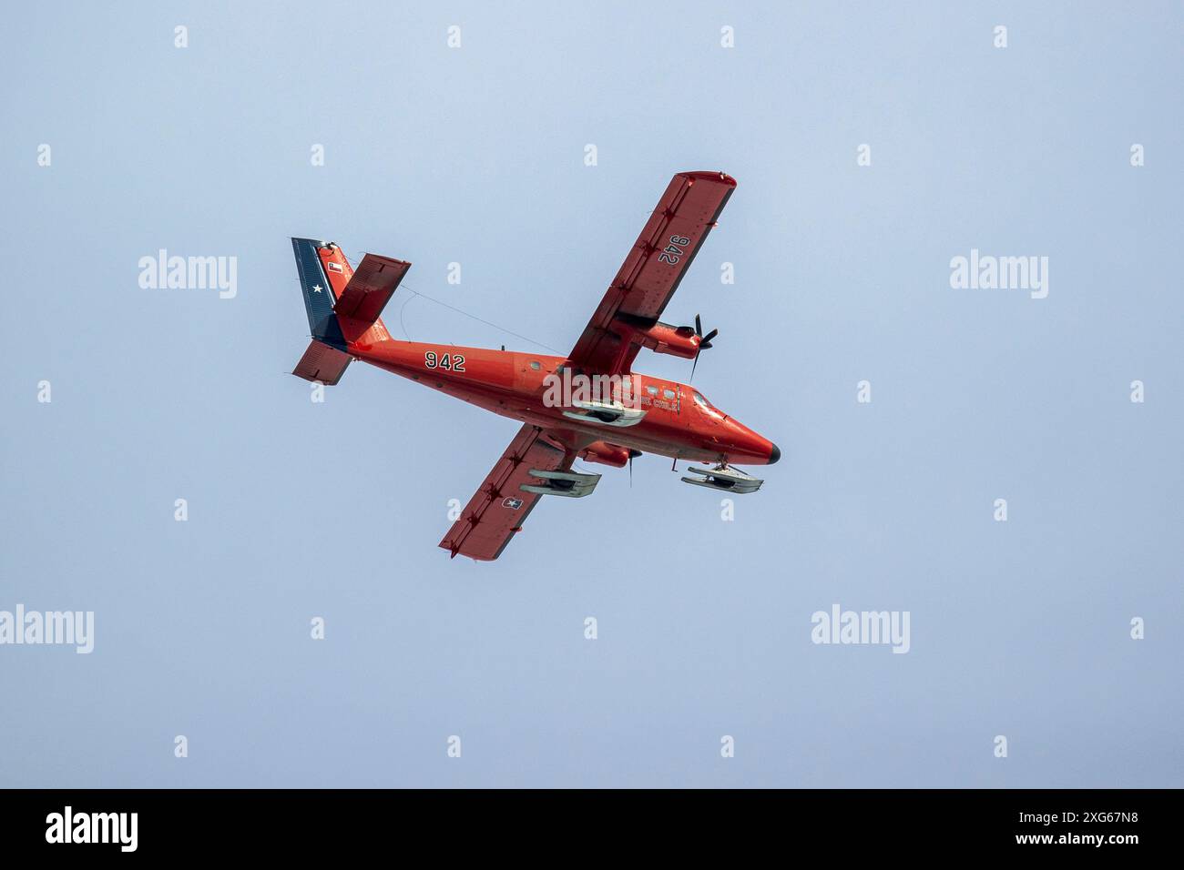 De Havilland Canada DHC-6-100 Twin Otter aircraft flying over Duroch ...