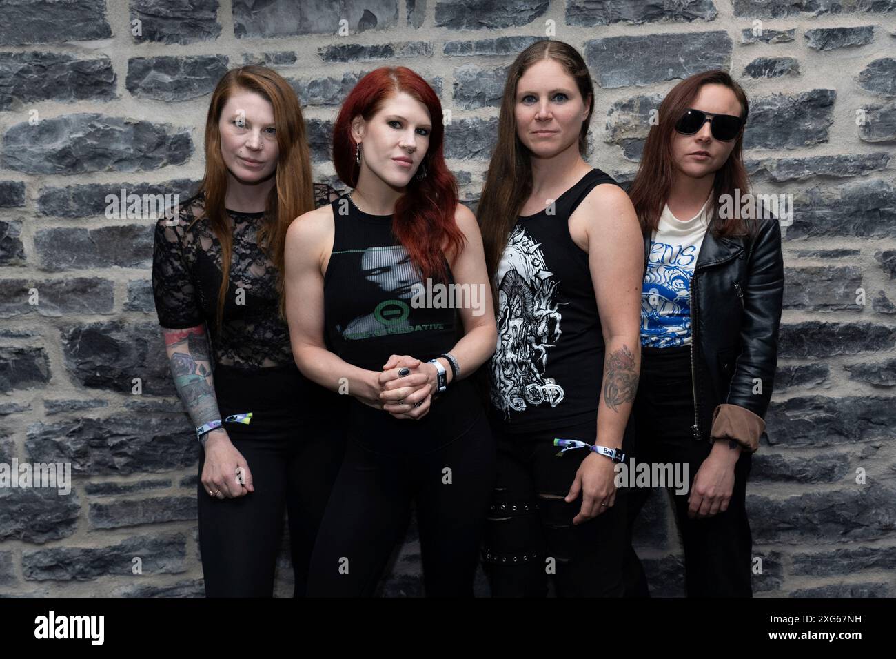 Mercedes Lander, left, Morgan Lander, Ivana Ivy Jenkins, and Tara McLeod of Kittie pose during ...