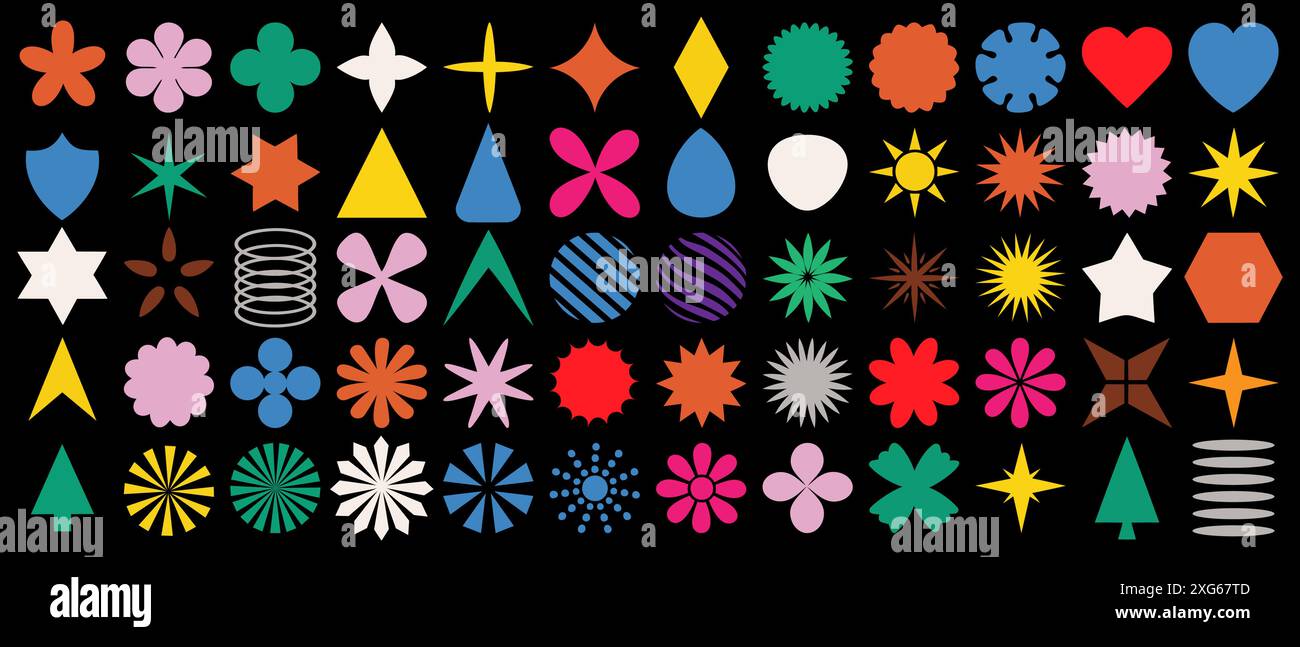 Big vector set different geometric shapes. Trendy abstract minimalist ...