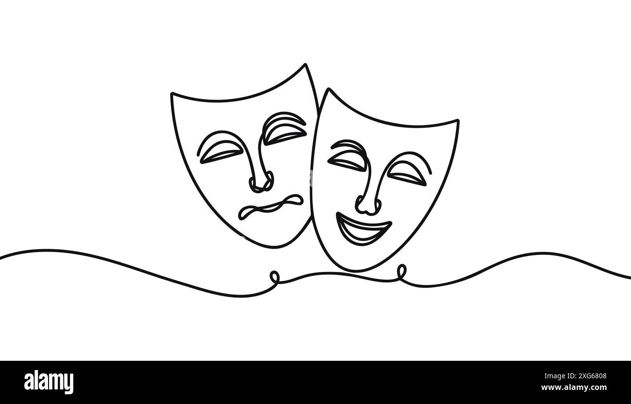 Theater Mask: Comedy and tragedy masks, representing drama and theater ...