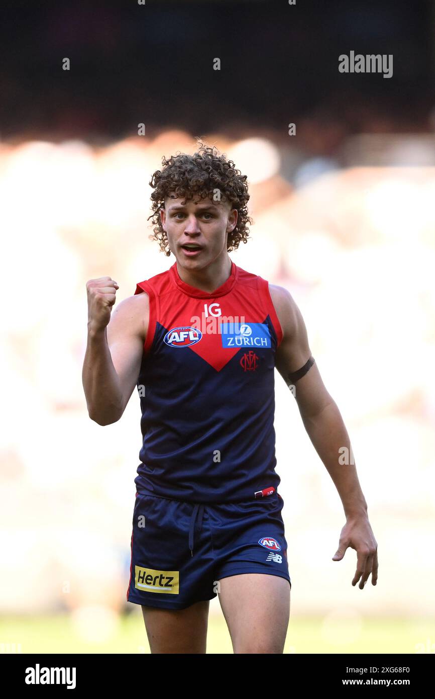 Melbourne, Australia. 07th July, 2024. Koltyn Tholstrup of the Demons ...