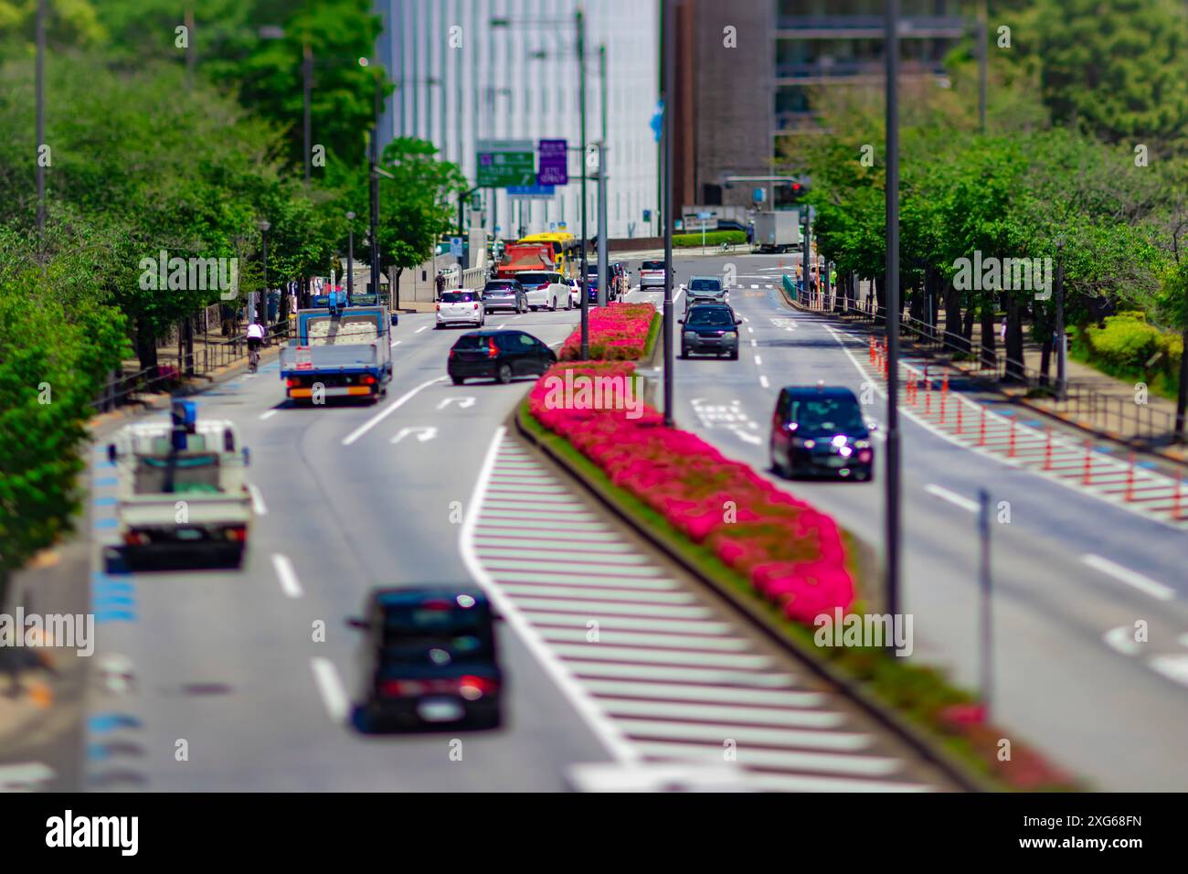 A miniature traffic jam at the urban city street in Tokyo Stock Photo ...