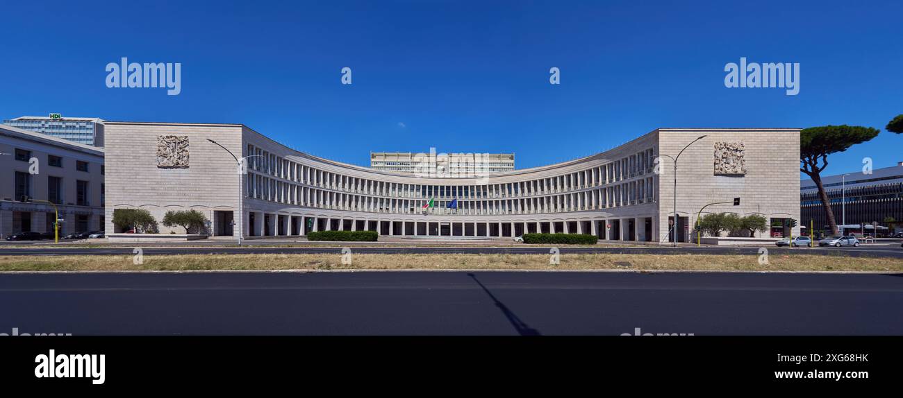 The INPS palace at EUR in Rome, example of the monumentalism of the ...