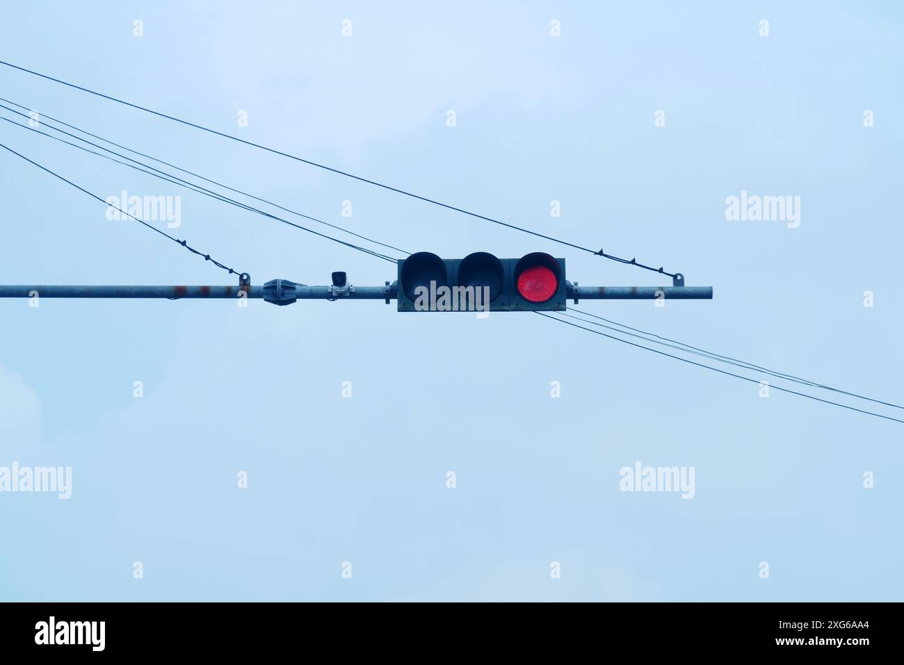 Red traffic light, stop sign Stock Photo - Alamy