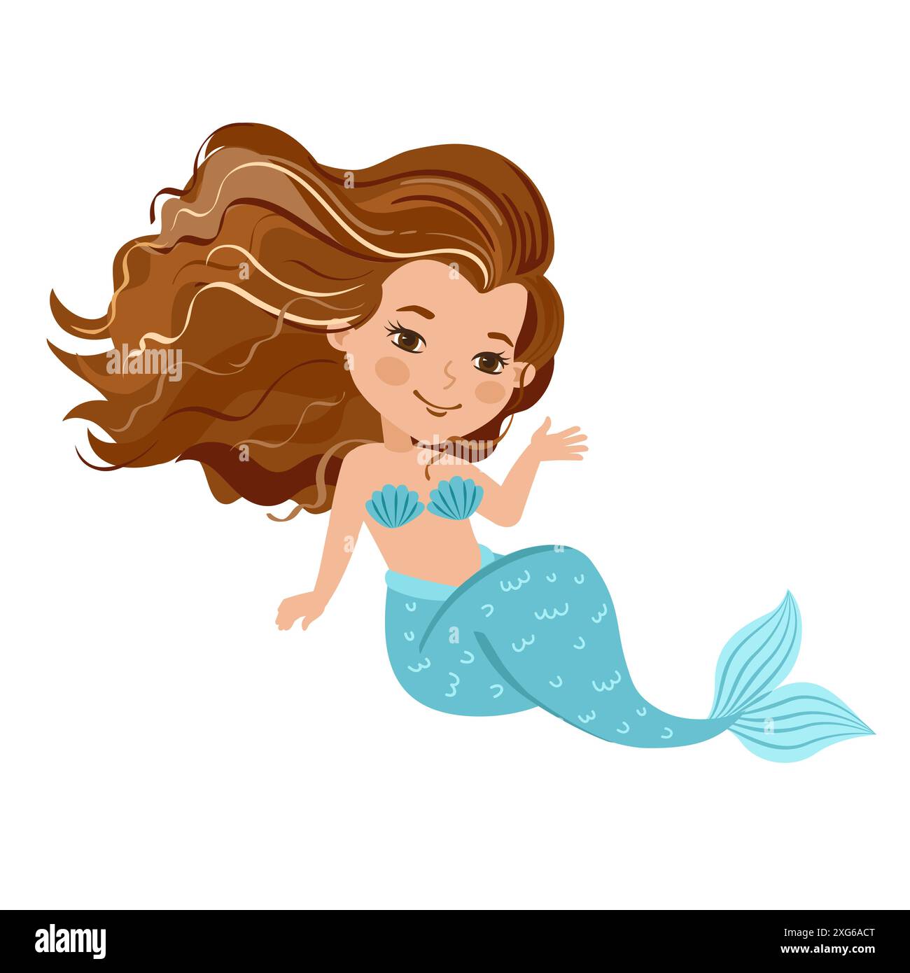 Hand drown vector illustration. Beautiful Mermaid on white background ...