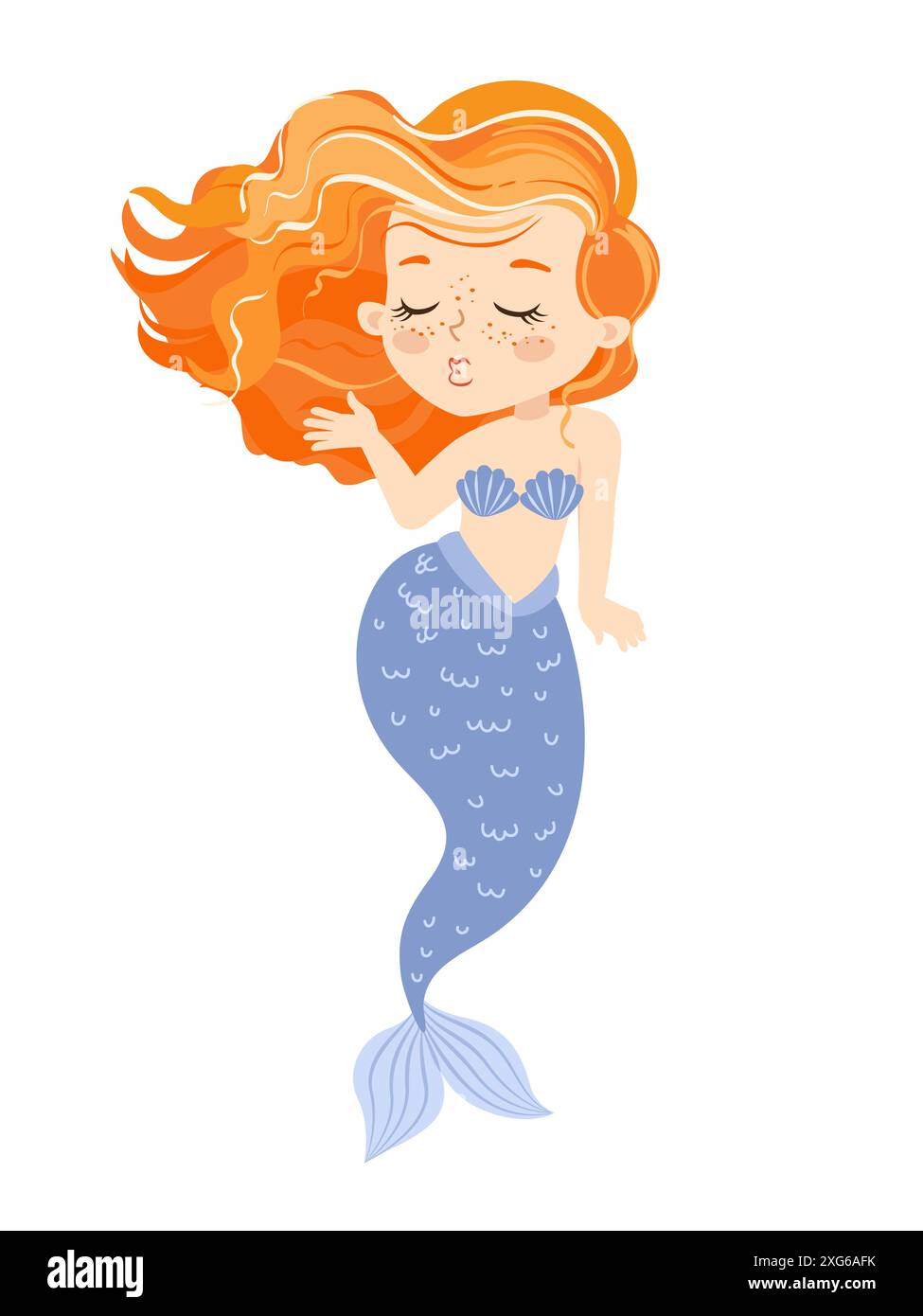 Hand drown vector illustration. Beautiful Mermaid on white background ...