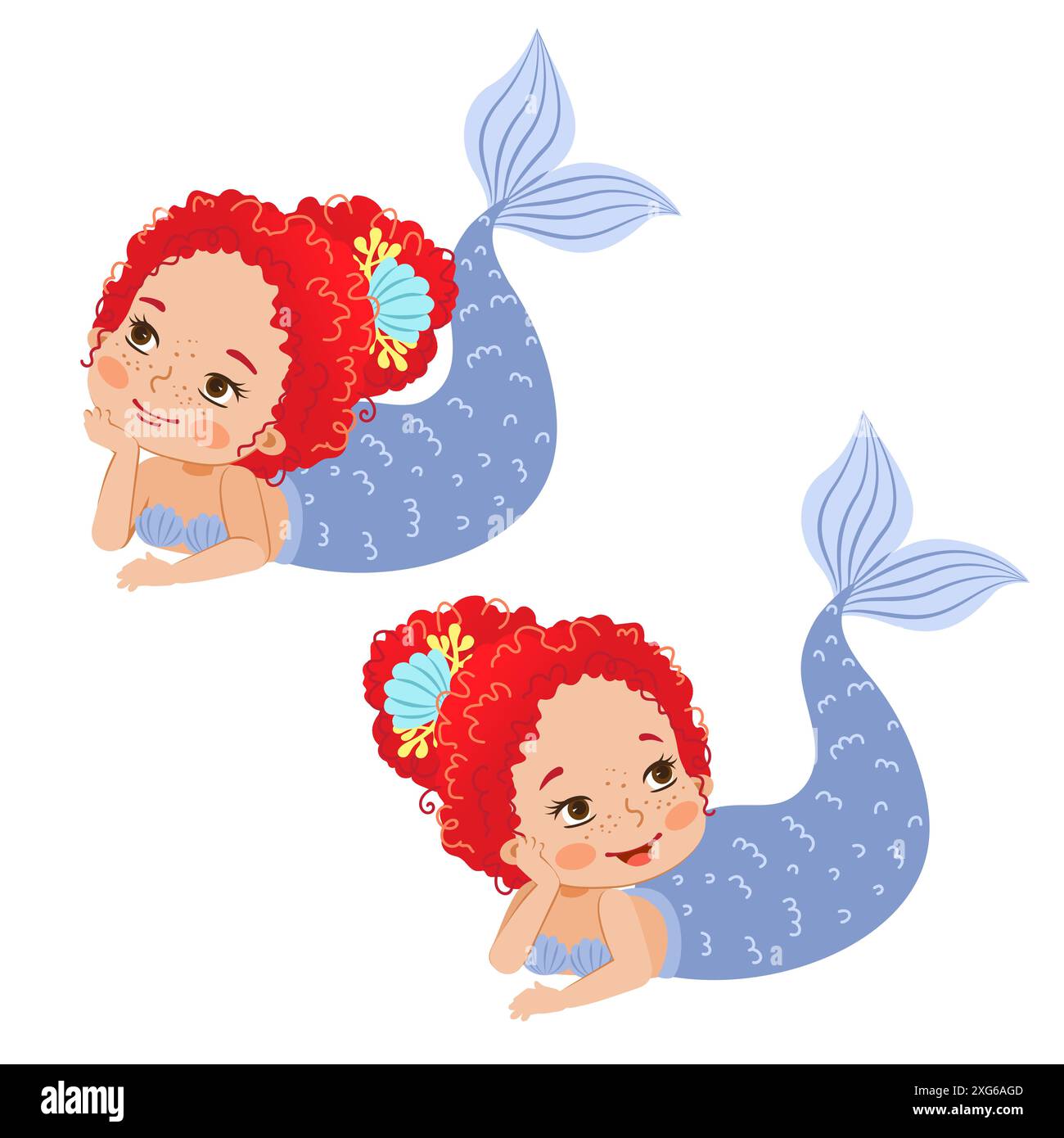 Hand drown vector illustration. Beautiful Mermaid on white background ...
