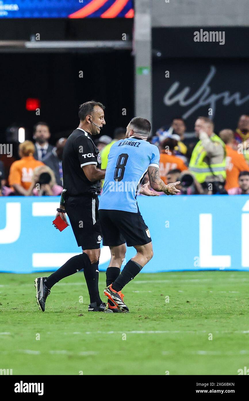 Las Vegas, NV, USA. 06th July, 2024. Uruguay midfielder Nahitan NÃ¡ndez ...