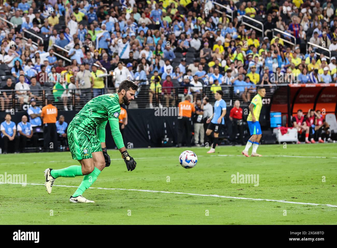 Las Vegas, NV, USA. 06th July, 2024. Brazil goalkeeper Alisson Becker ...