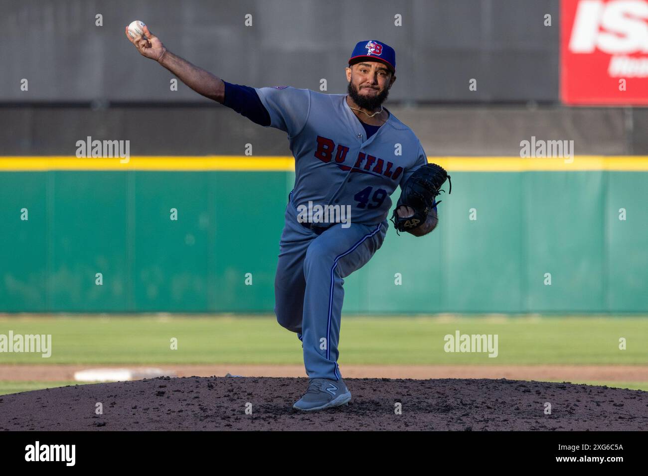 July 6th, 2024: Buffalo Bisons pitcher Yimi Garcia (49) delivers a ...
