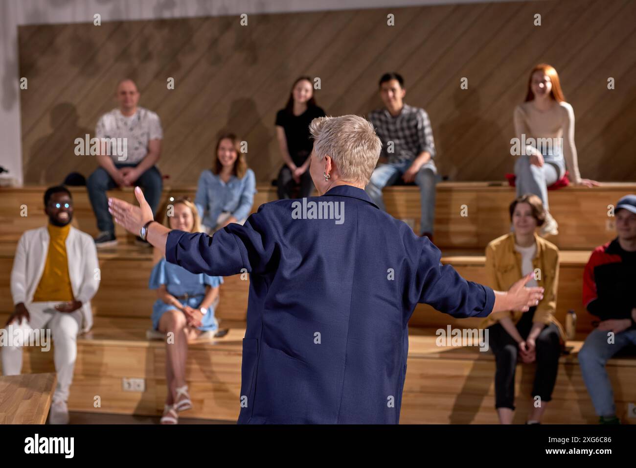 Beautiful woman giving speech in hi-res stock photography and images ...