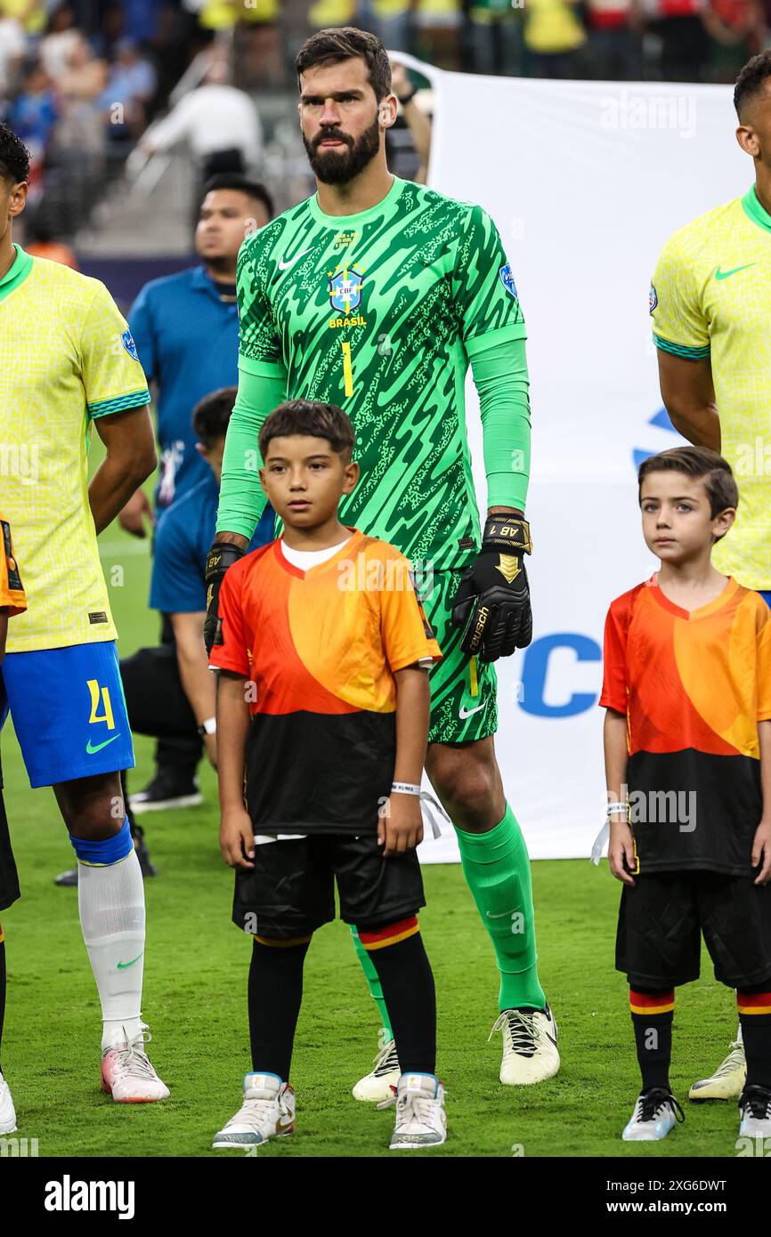 Las Vegas, NV, USA. 06th July, 2024. Brazil goalkeeper Alisson Becker ...