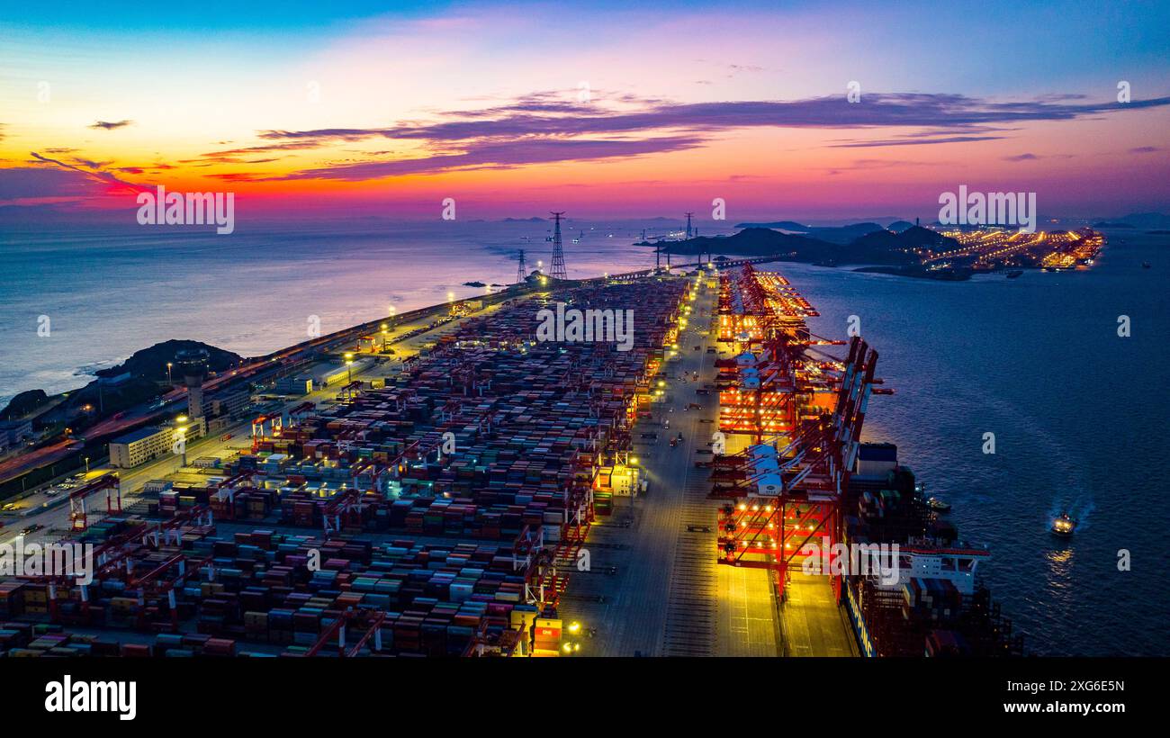 SHANGHAI, CHINA - JULY 7, 2024 - Several super large container ships ...