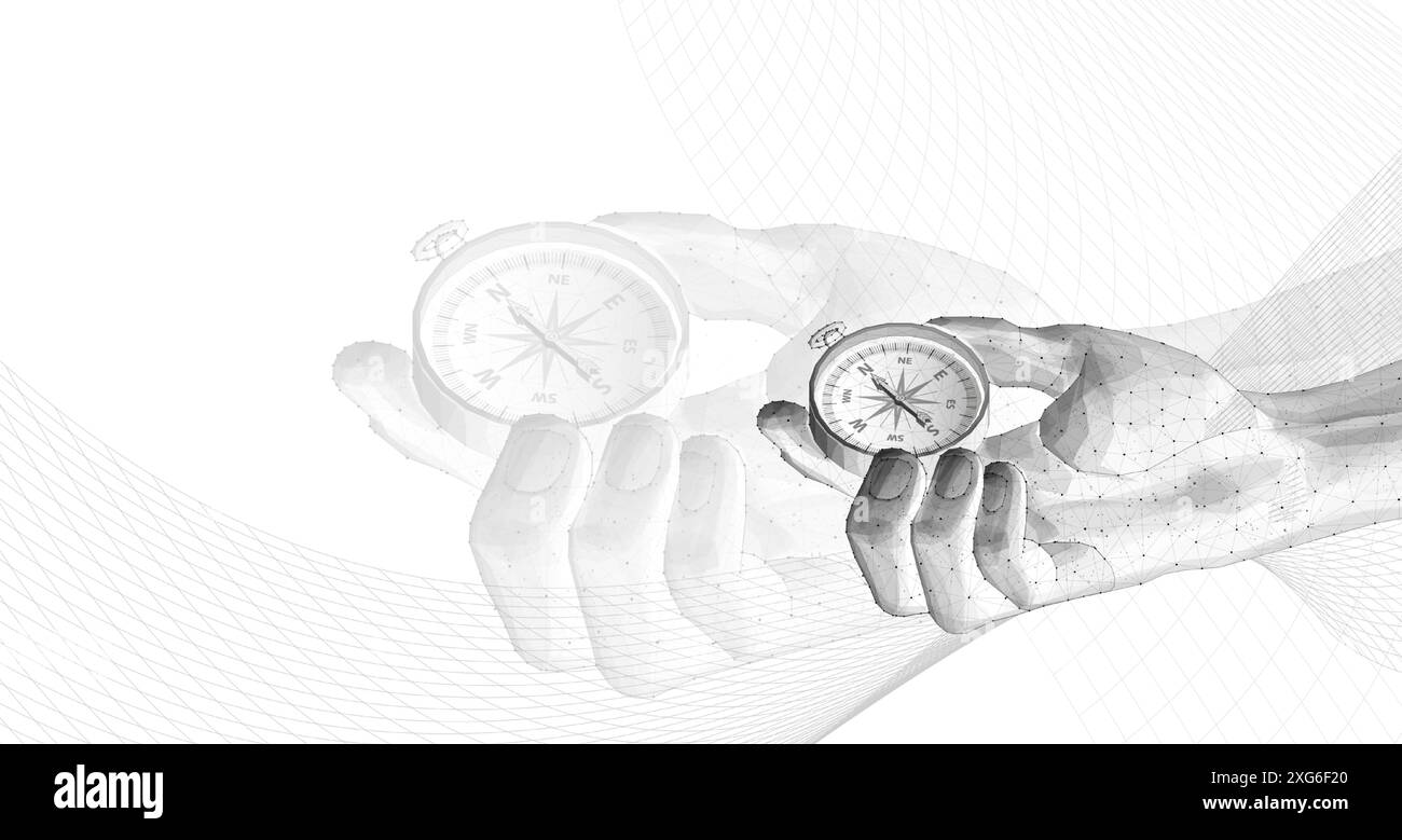 Compass in digital hand. business strategic explorer, Vision crisis ...