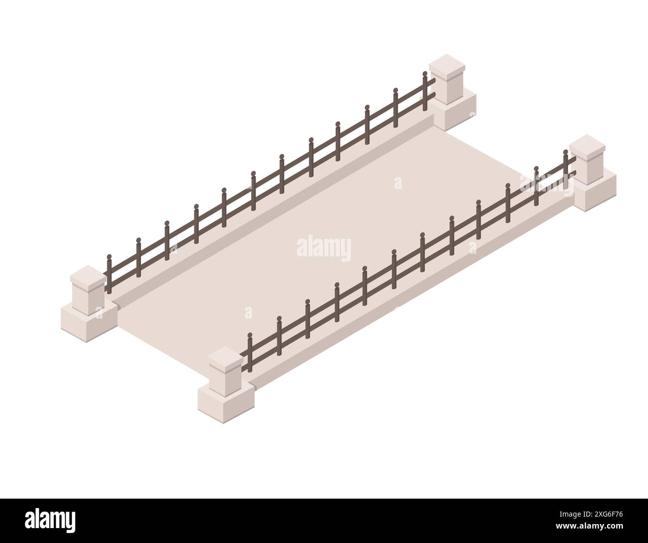 wooden bridge side view in cartoon style isolated on white background ...