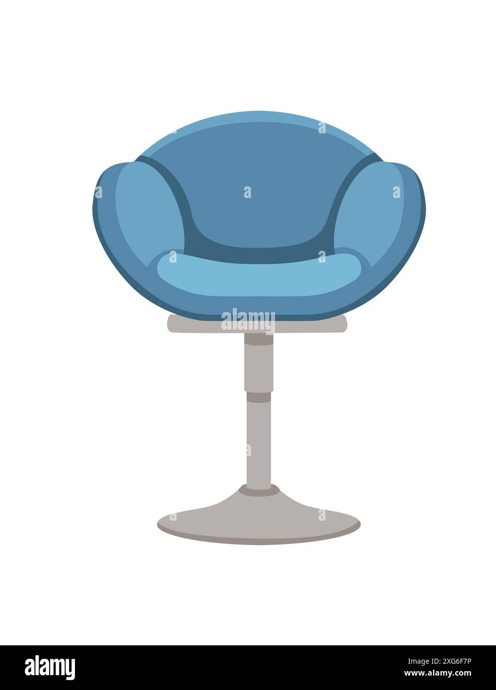 Modern comfortable padded armchair on turntable steel single stand ...