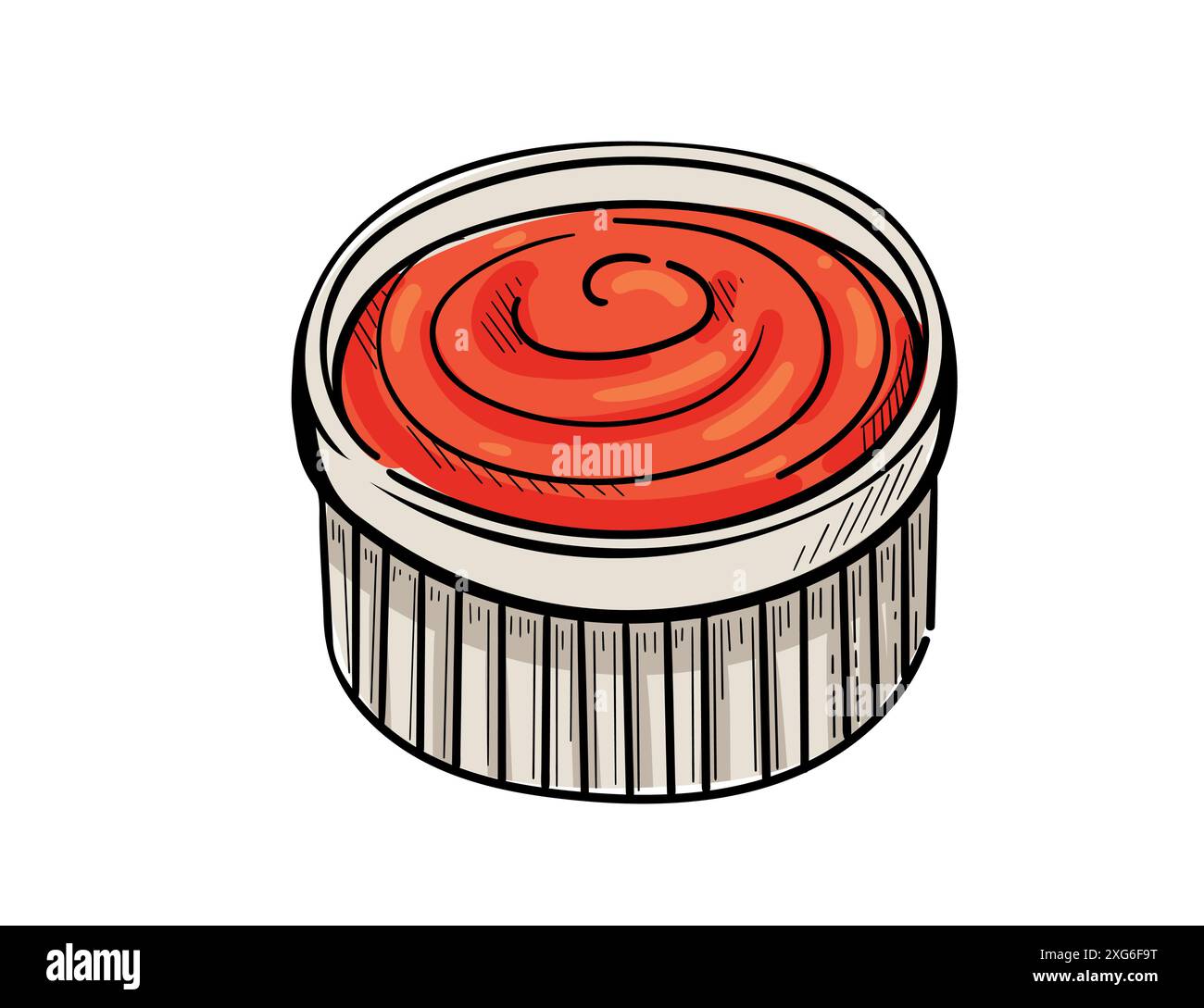 Hand drawn sketch of spicy ketchup sauce in bowl vector illustration ...