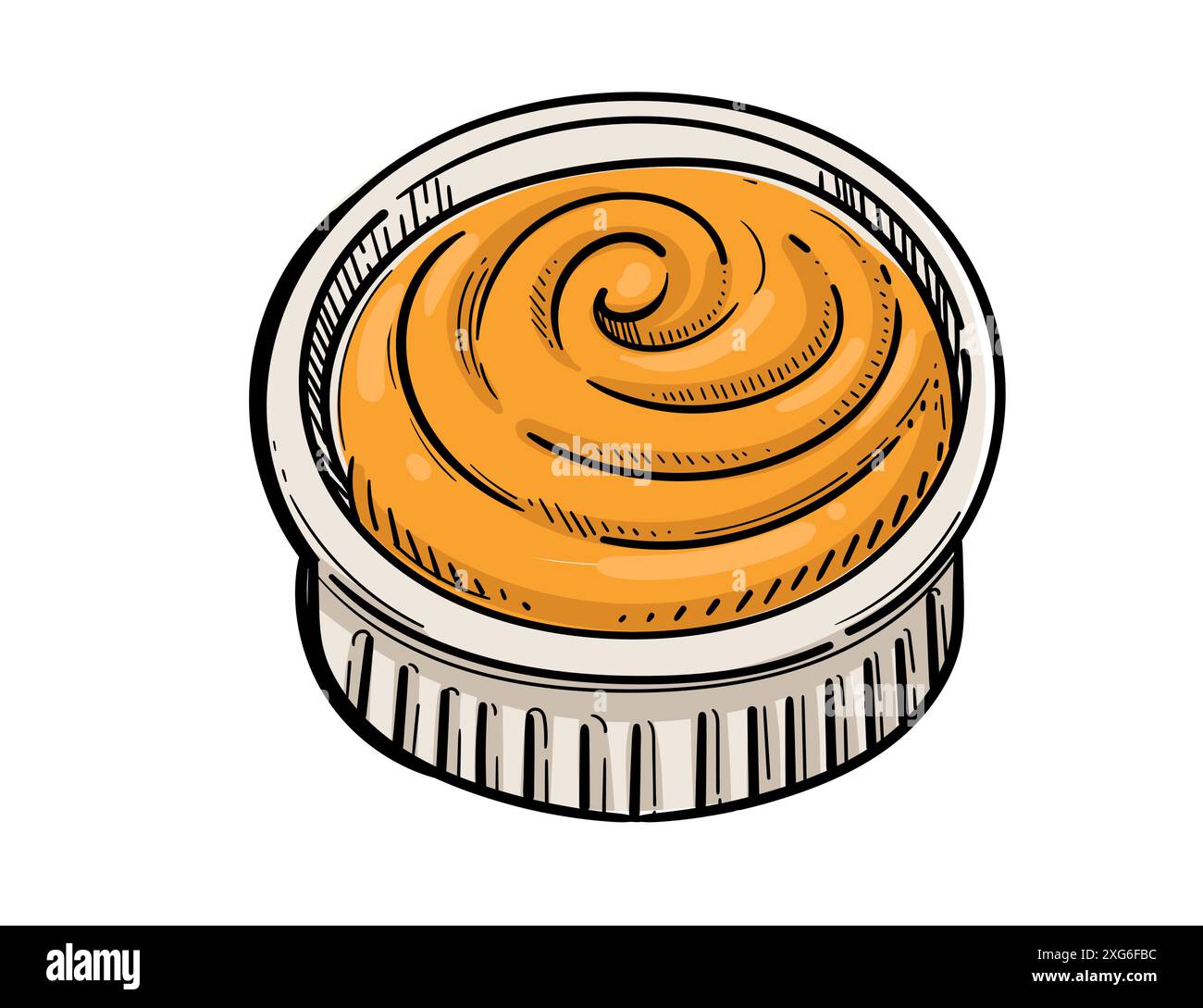 Hand drawn sketch of mustard sauce in bowl vector illustration isolated ...