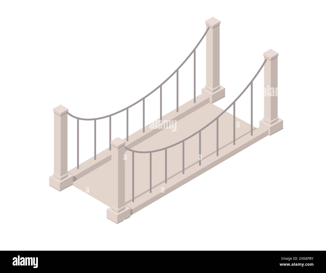 Suspension bridge with light-colored surface and tall pillars at ...