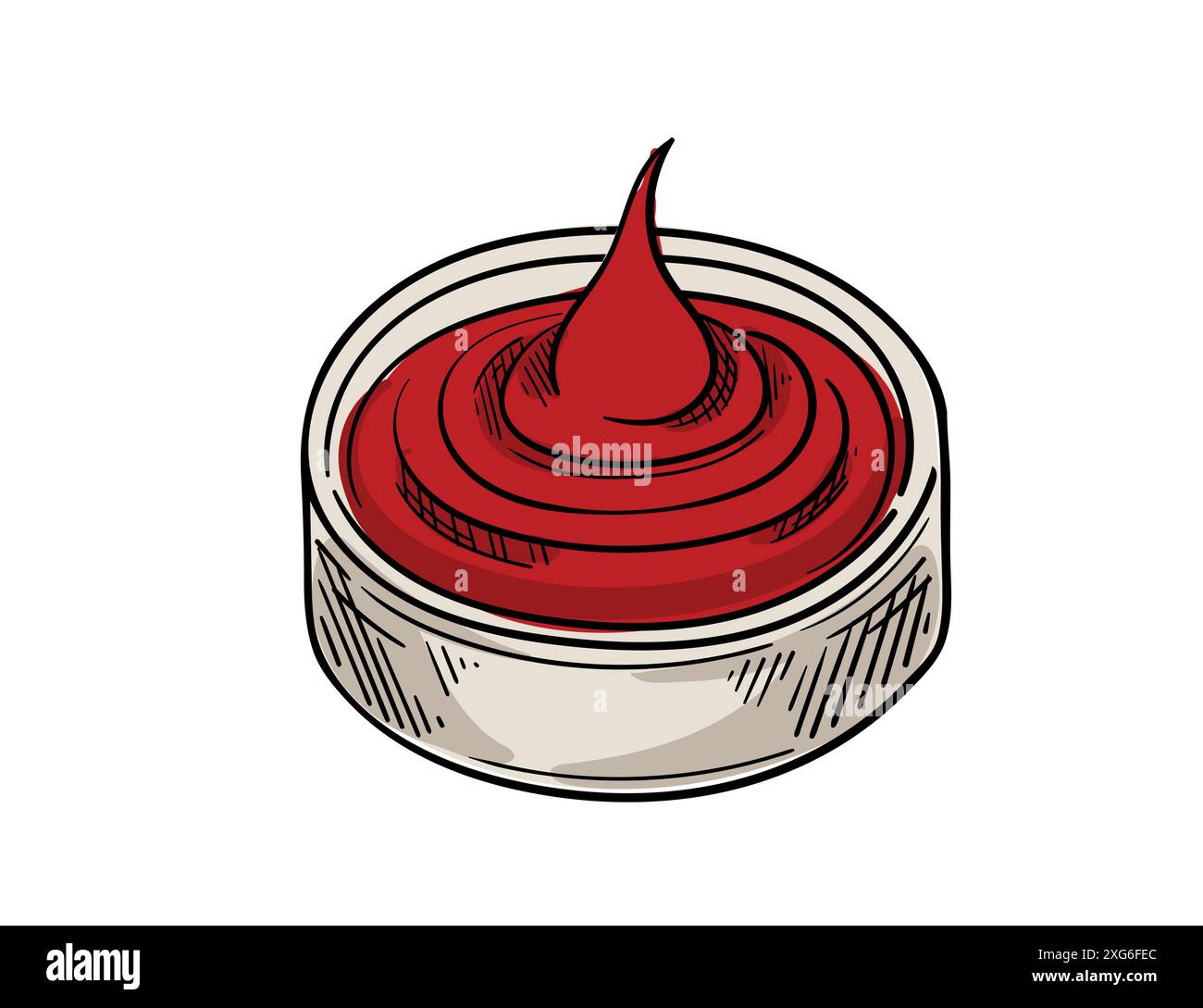 Hand drawn sketch of spicy ketchup sauce in bowl vector illustration ...