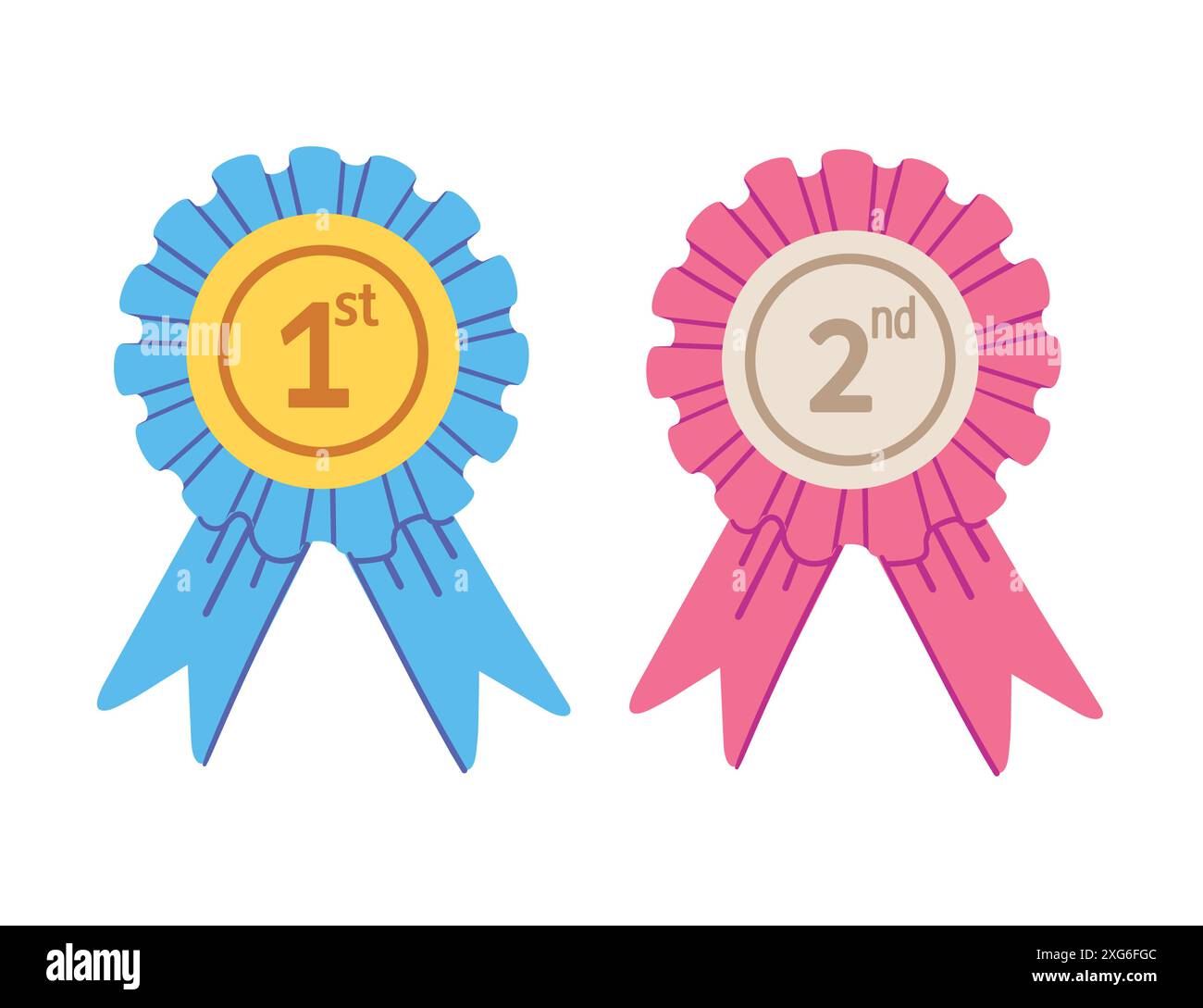 Set of ribbons with a golden and silver medal 1st 2nd vector ...